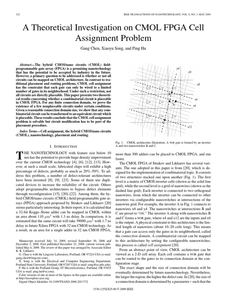 A Theoretical Investigation On Cmol Fpga Cell Assignment Problem Pdf Field Programmable Gate 