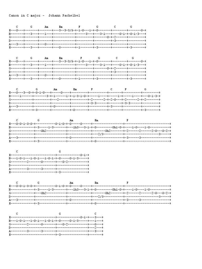 Canon in C Major - Johann Pachelbel | PDF | Pachelbel's Canon ...