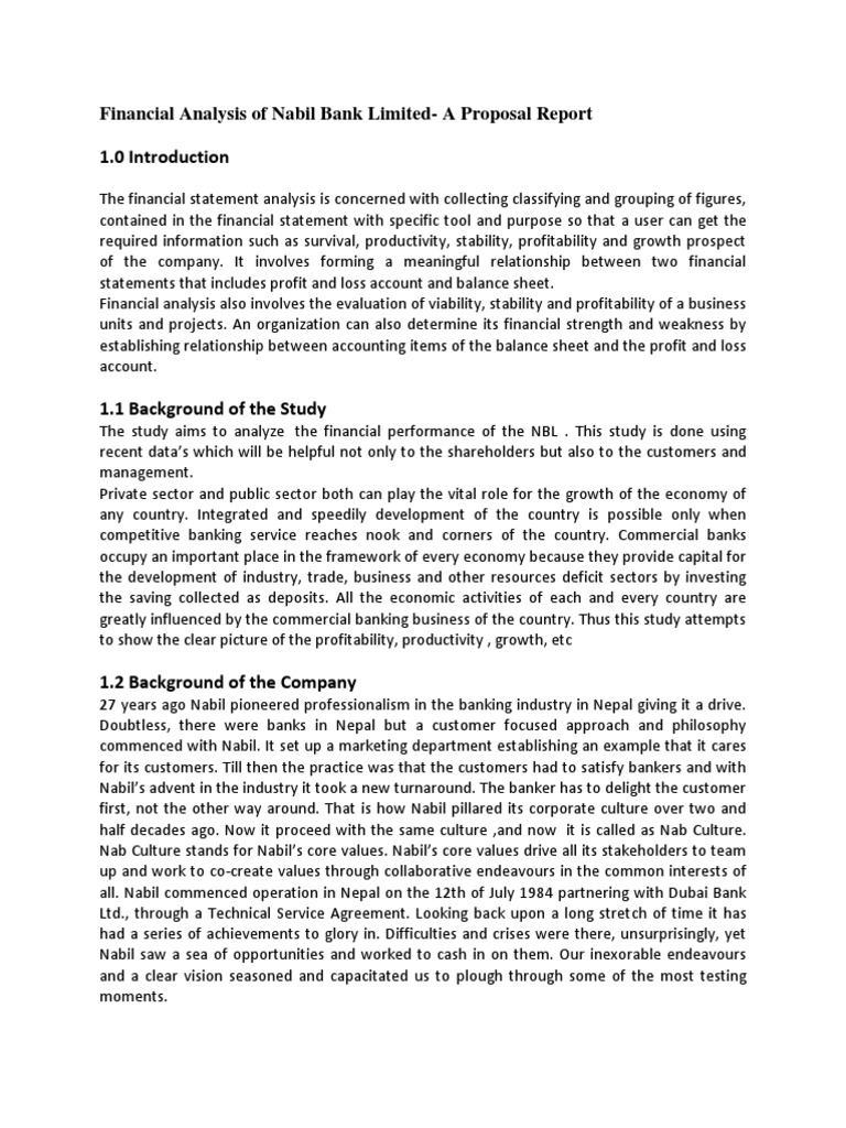 Financial Analysis of Nabil Bank Limited-A Proposal Report | PDF | Data Analysis | Data
