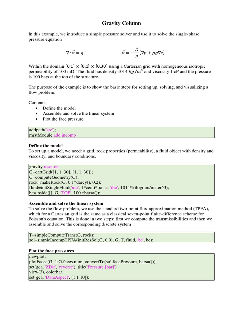 MRST Script Exercises 01 | PDF