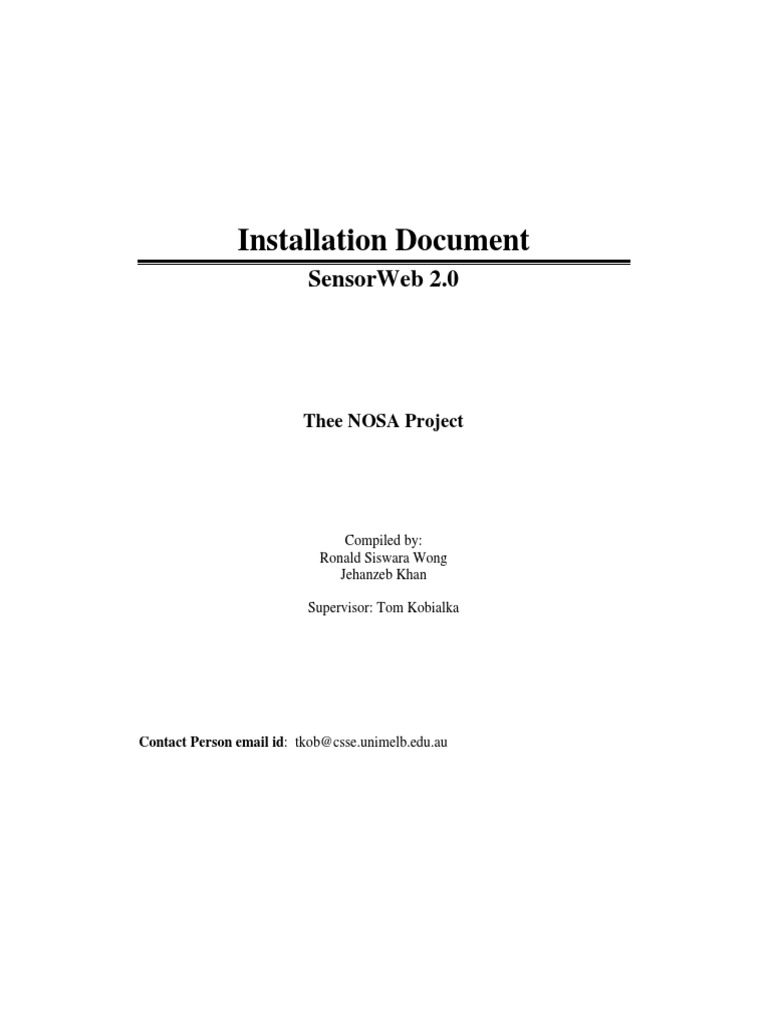 Installation Document: Sensorweb 2.0 | PDF | Java (Programming Language) | Command Line Interface