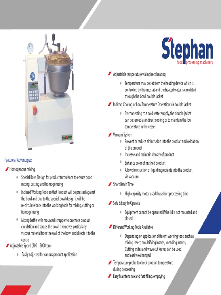 Stephan Mixer UMC 5 Options | PDF | Knife | Air Conditioning