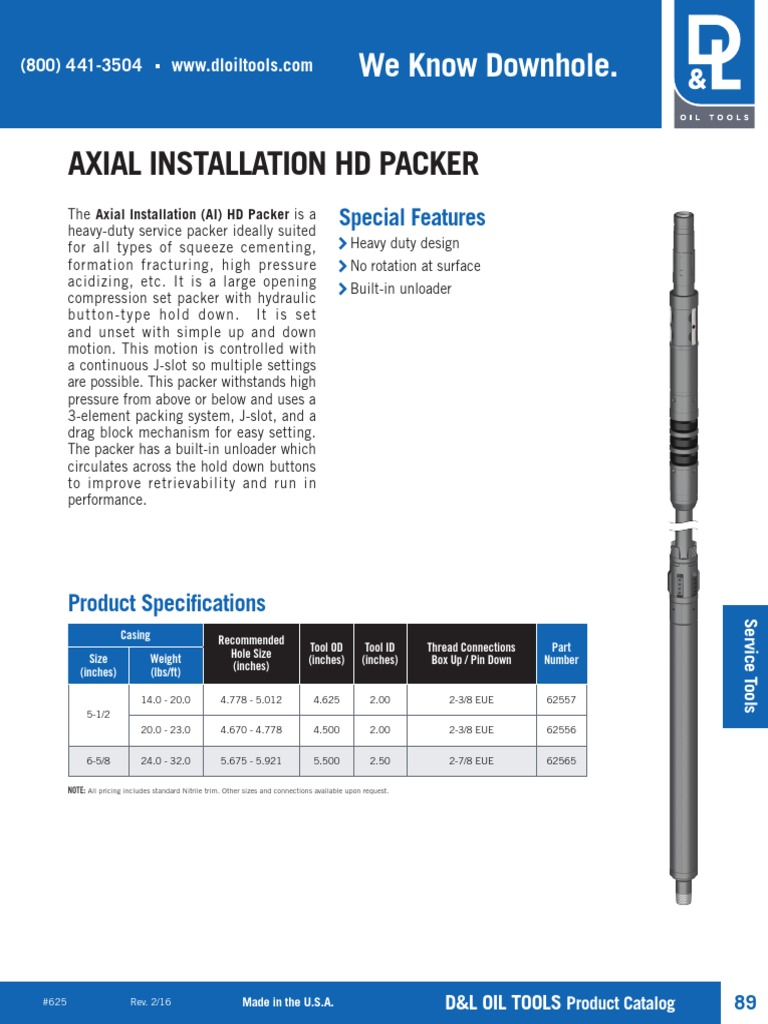 Axial Installation HD Packer 1848657 | PDF | Casing (Borehole ...