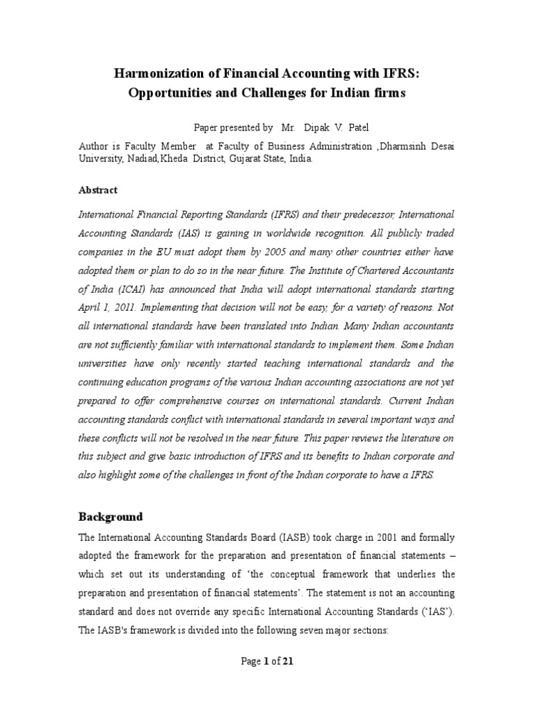 Harmonization of Financial Accounting With IFRS Opportunities and ...