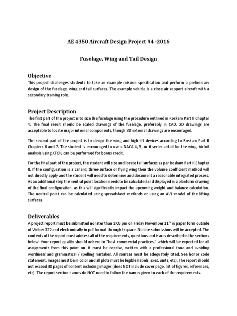 Aircraft Design Project: Fuselage & Wing | PDF | Wing | Empennage