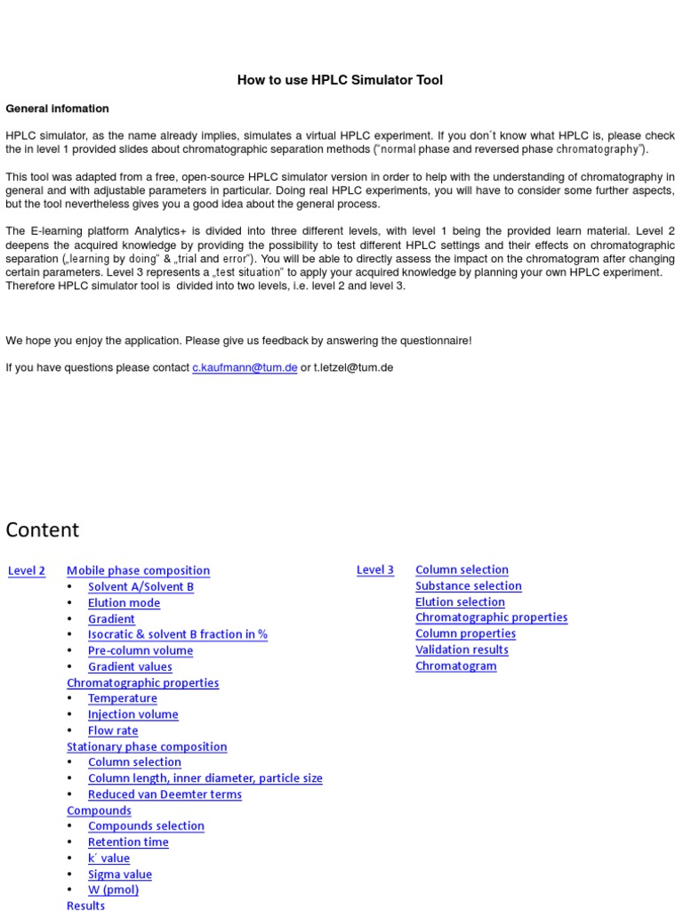 HPLC Simulator - Manual | PDF | High Performance Liquid Chromatography | Elution