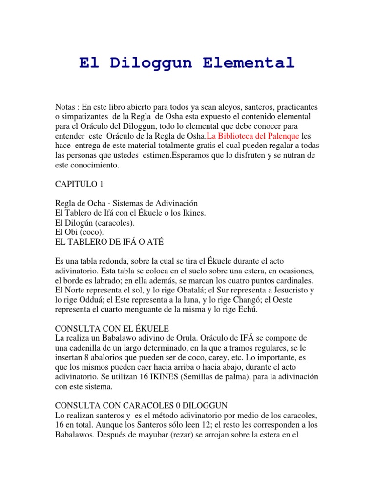 Diloggun Elemental | PDF | Religiones religiosas | Religión étnica