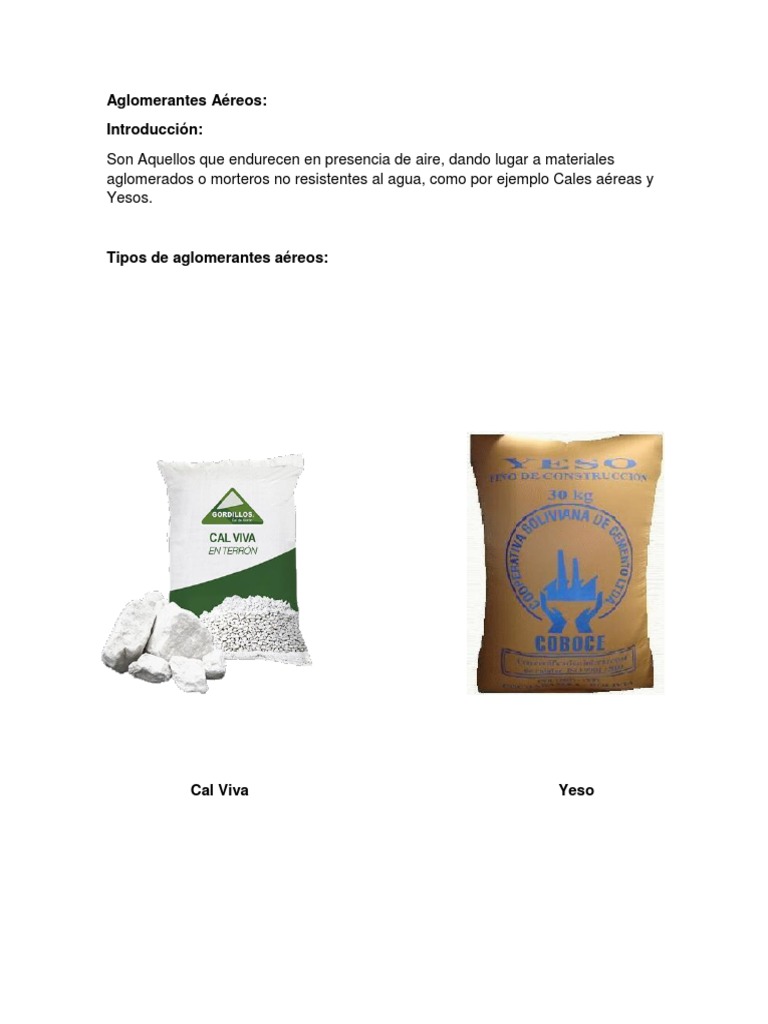 Aglomerantes Aéreos | PDF | Yeso | Materiales