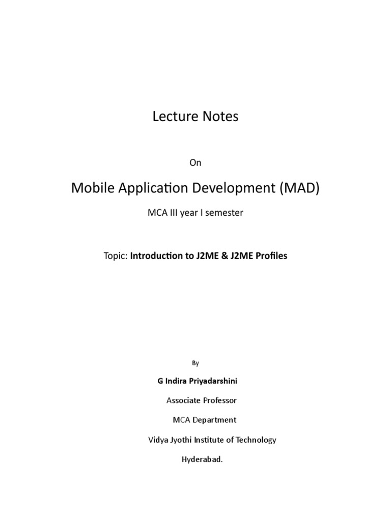 Introduction To Mobile Application Development Using J2me An Overview Of J2me Configurations