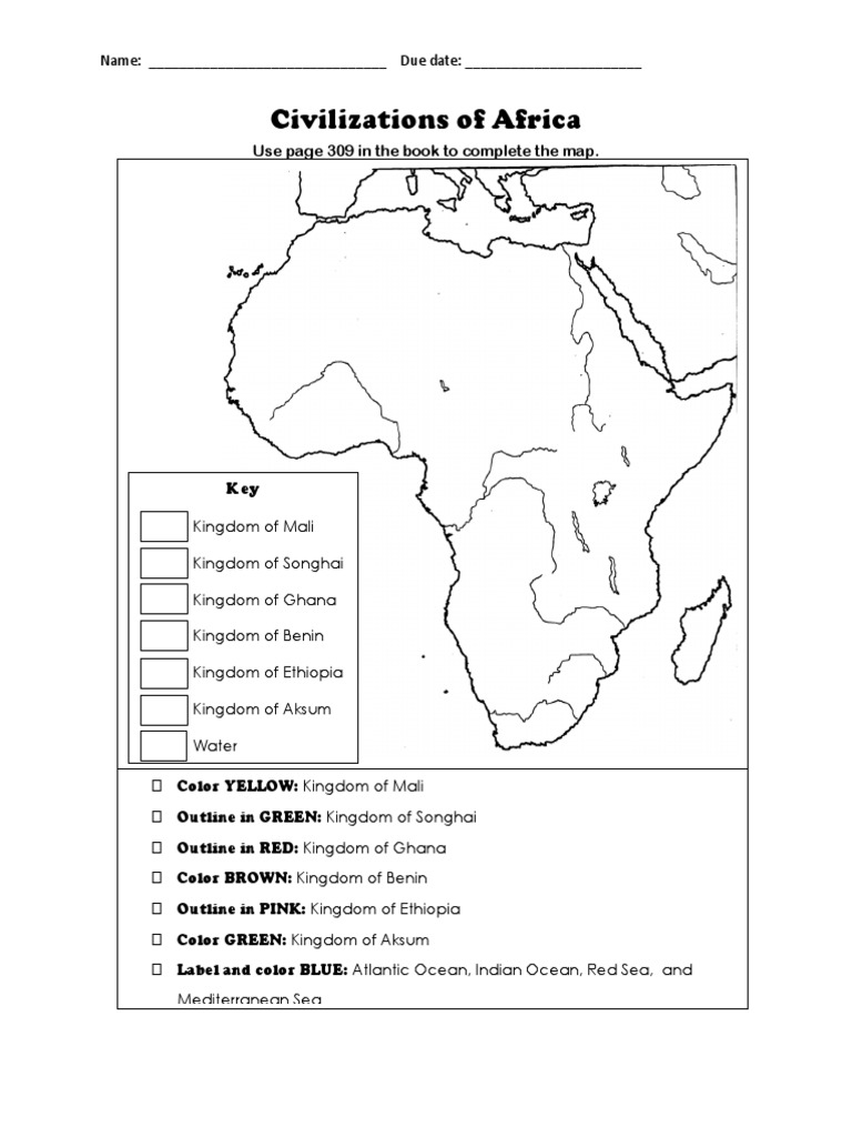 African Civilizations Map Activity | PDF | Travel | Foreign Language ...