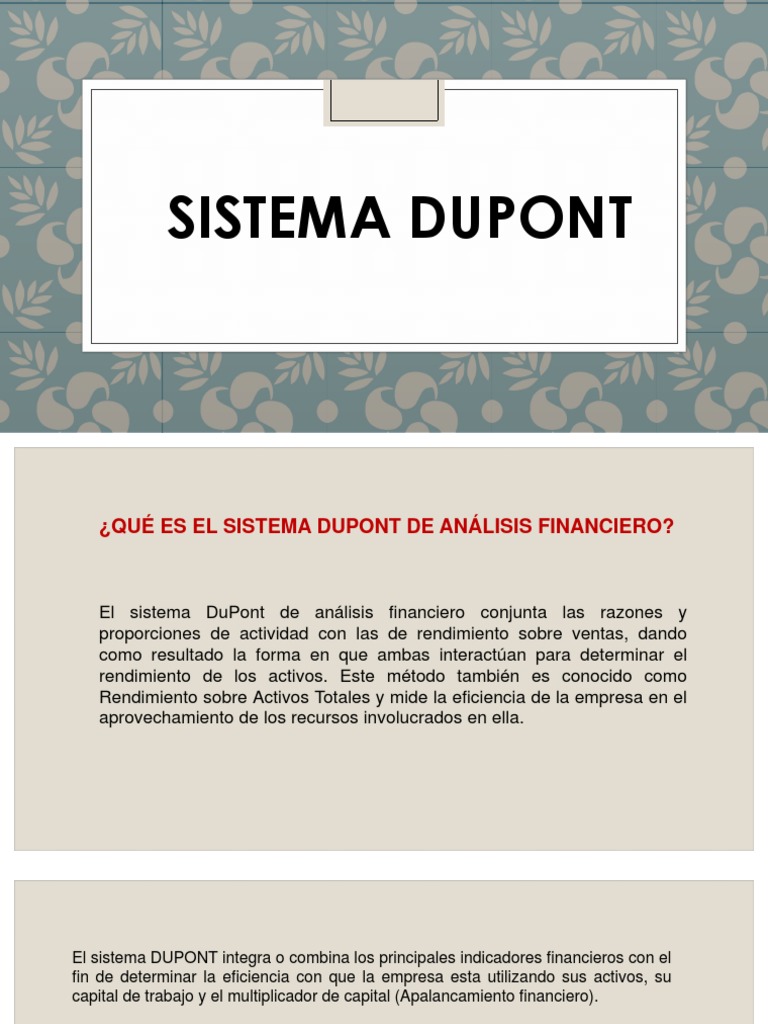 Dupont | PDF | Rentabilidad sobre recursos propios | Apalancamiento (Finanzas)
