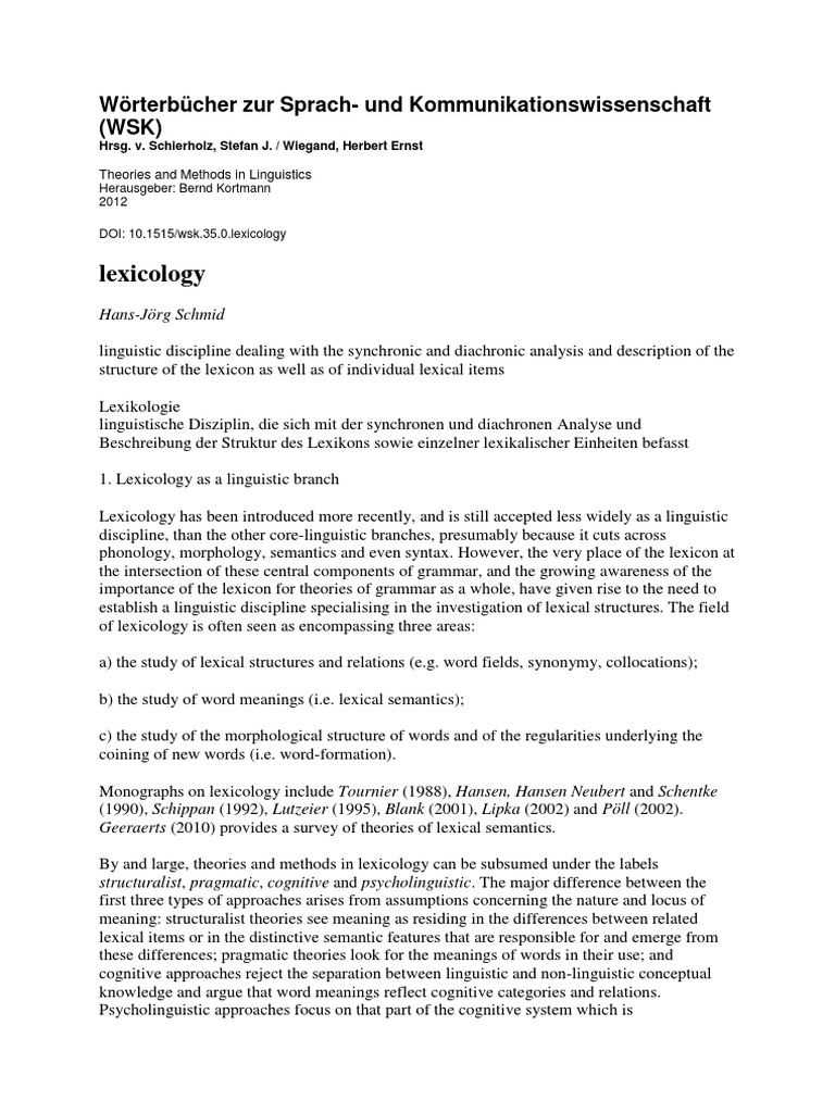 Wörterbücher Zur Sprach - Und Kommunikationswissenschaft (WSK) | PDF ...
