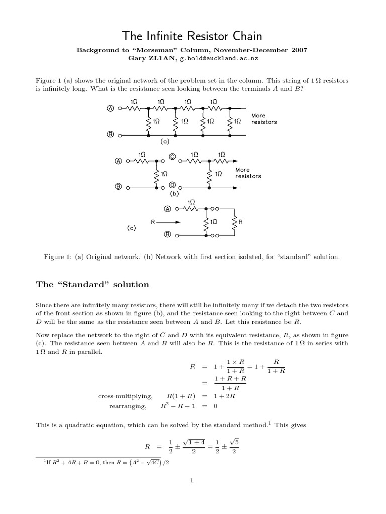 Infinite Resistor Chain PDF | PDF | Sequence | Resistor