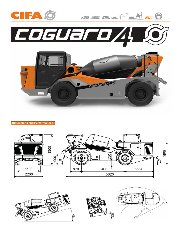 Dimensions and performances of a 4m3 diesel drum roller | PDF | Truck ...