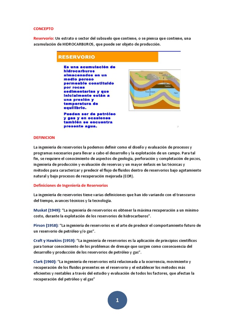 CONCEPTO de Reservorio | PDF | Ingeniería | Science