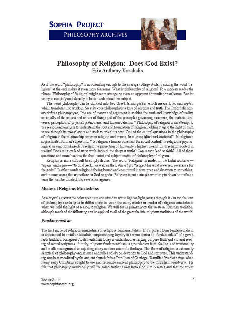Philosophy of Religion: Does God Exist?: Eric Anthony Karahalis ...