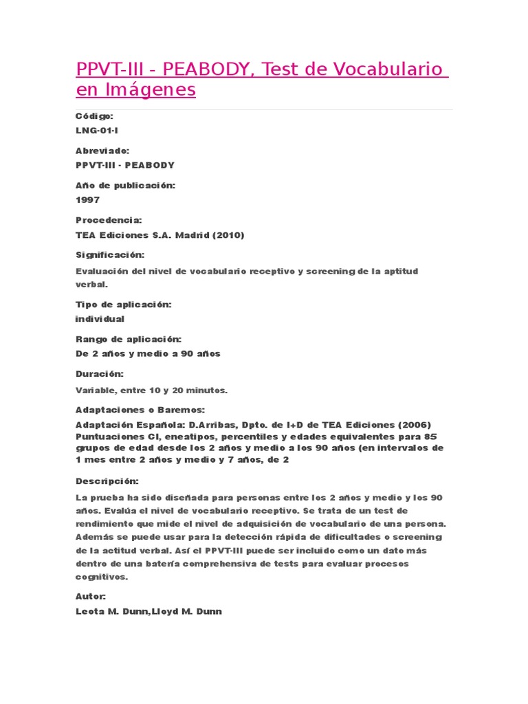 Test de Peabody | PDF