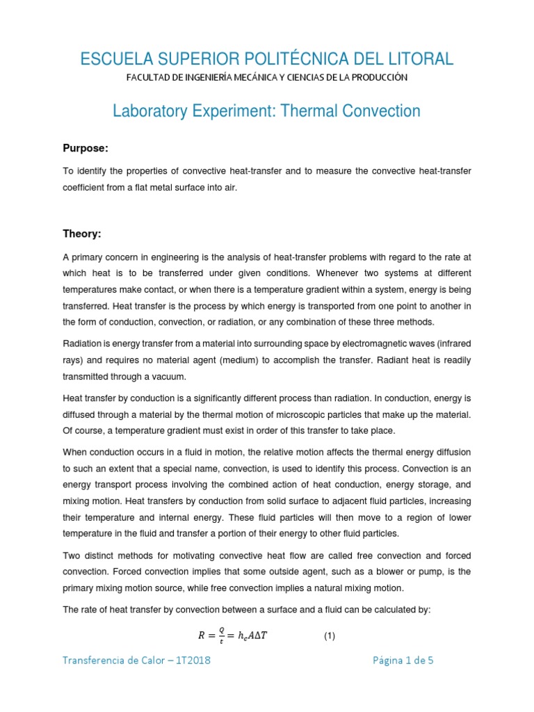 Laboratory Experiment - Thermal Convection | PDF | Thermal Conduction ...