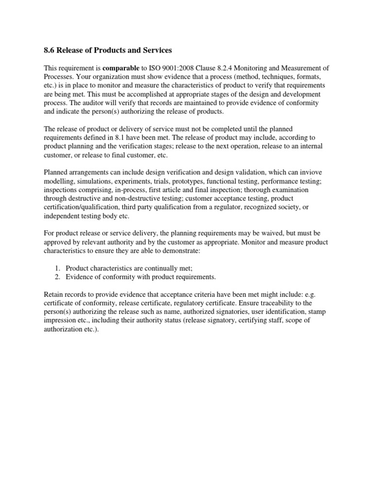 Release of Products and Services | PDF