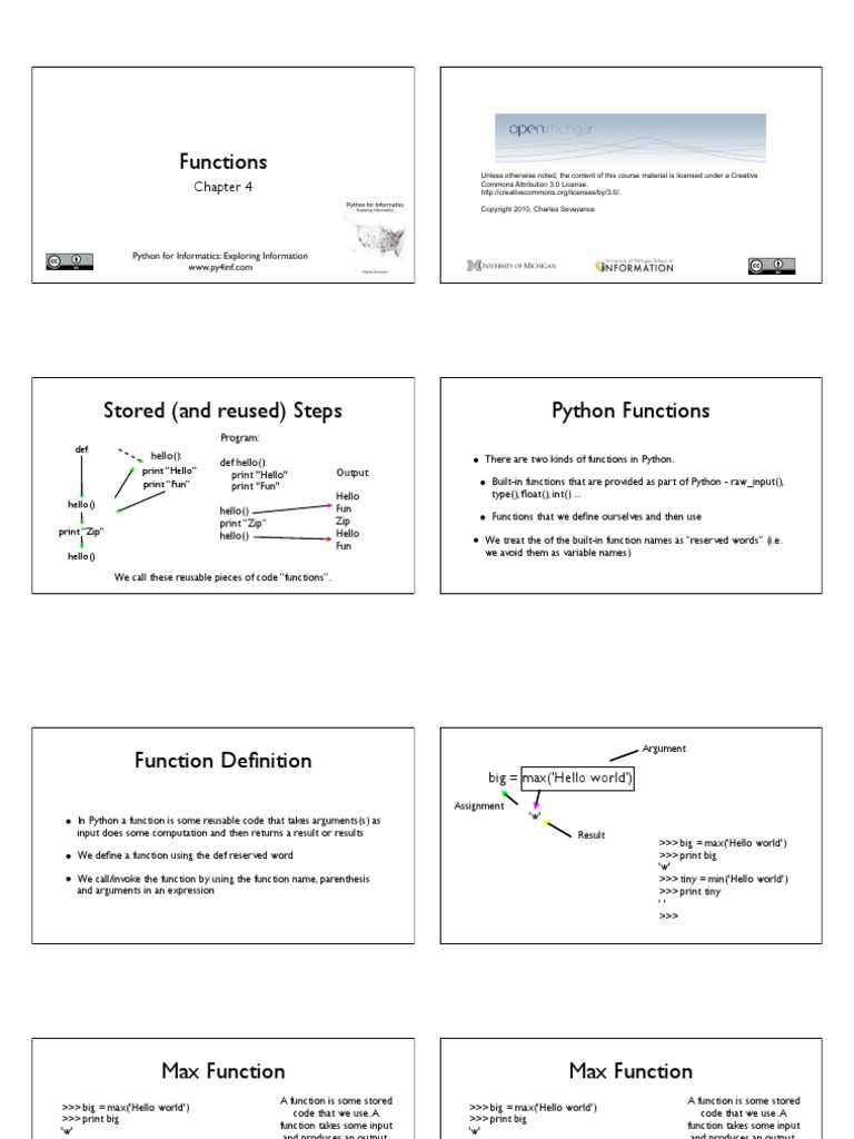 Py4inf 04 Functions Print Pdf Parameter Computer Programming Subroutine