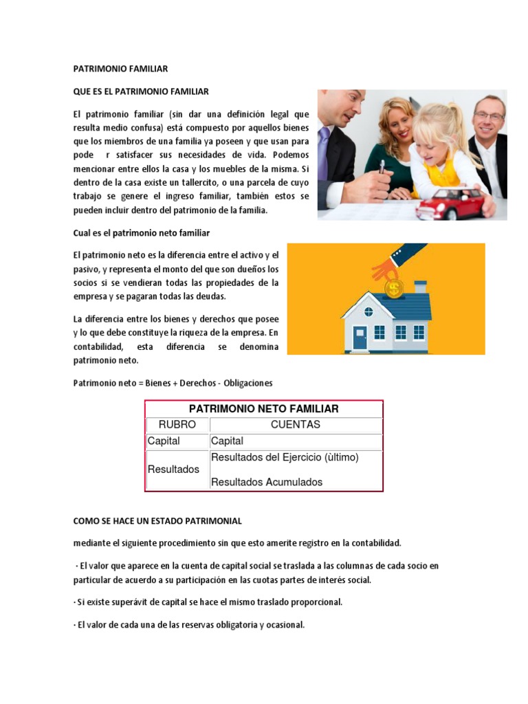 Patrimonio Familiar | PDF | Bienes (Ley) | Contabilidad