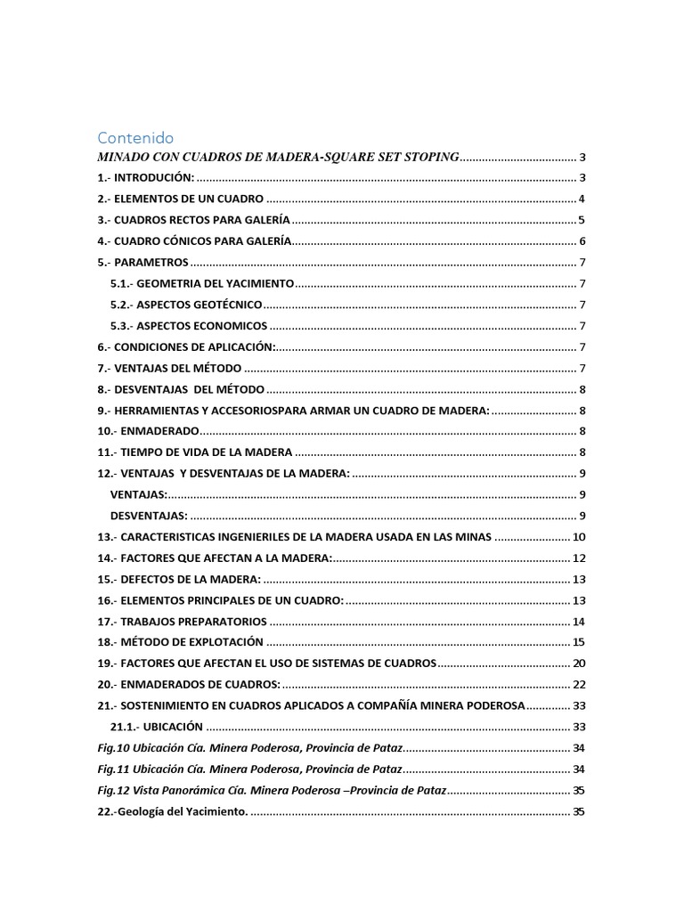 Minado Con Cuadros de Madera SQUARE SET STOPING | PDF | Madera | Andes