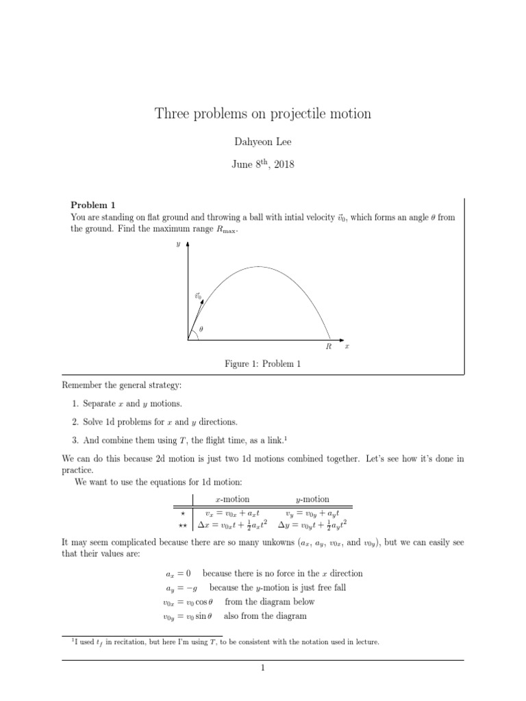 Three Problems On Projectile Motion | PDF | Quadratic Equation | Equations