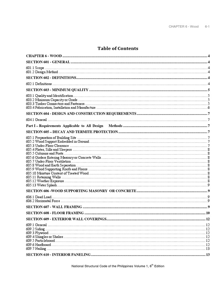 NSCP 2010 v1 Chapter 6 - Wood - Final Draft | PDF | Lumber | Framing (Construction)