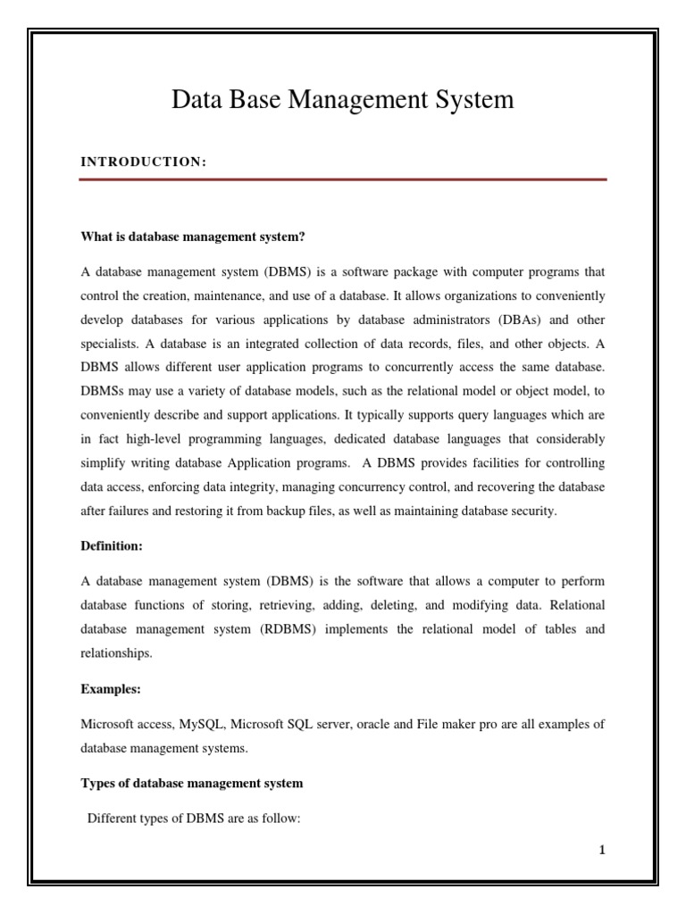 DBMS Explained | PDF | Microsoft Access | Databases