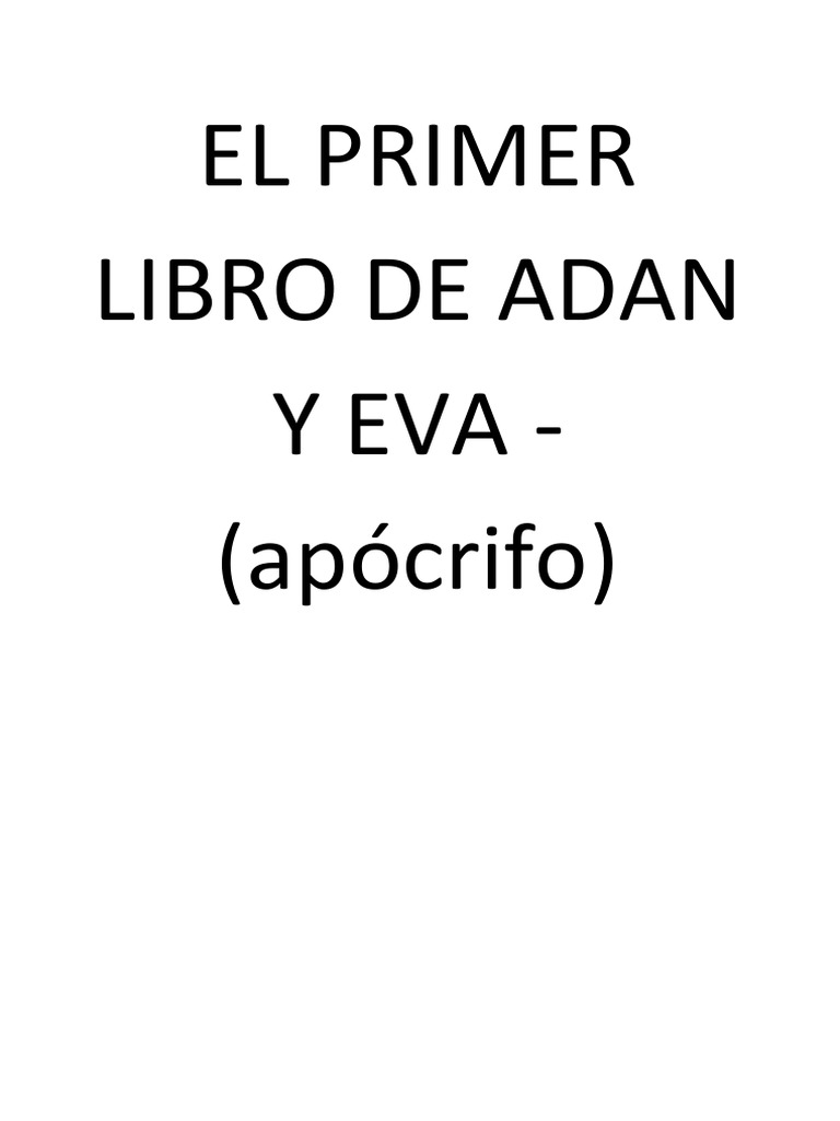El Primer Libro de Adan y Eva | PDF | Adán y Eva | Adán