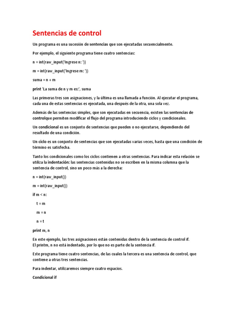 Sentencias de Control | Programa de computadora | Flujo de control