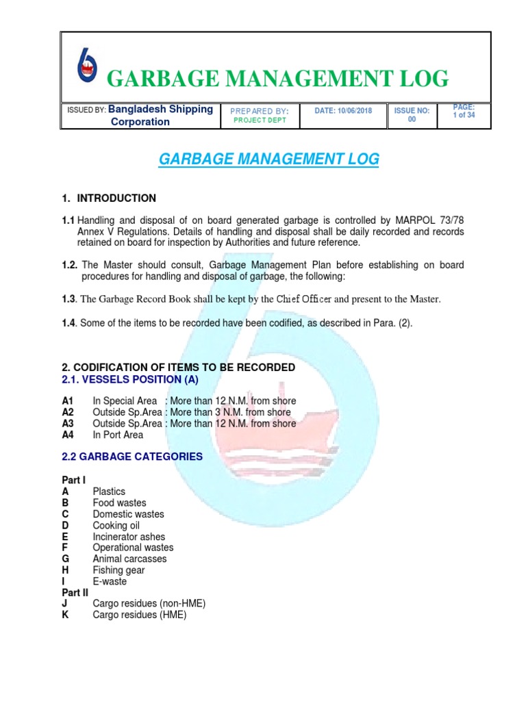 Garbage Management Log | PDF | Waste Management | Incineration