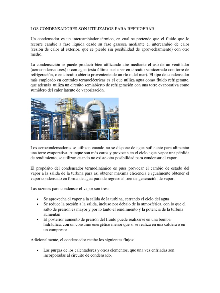 Condensadores Térmicos en Termodinámica | PDF | Ciencias fisicas ...