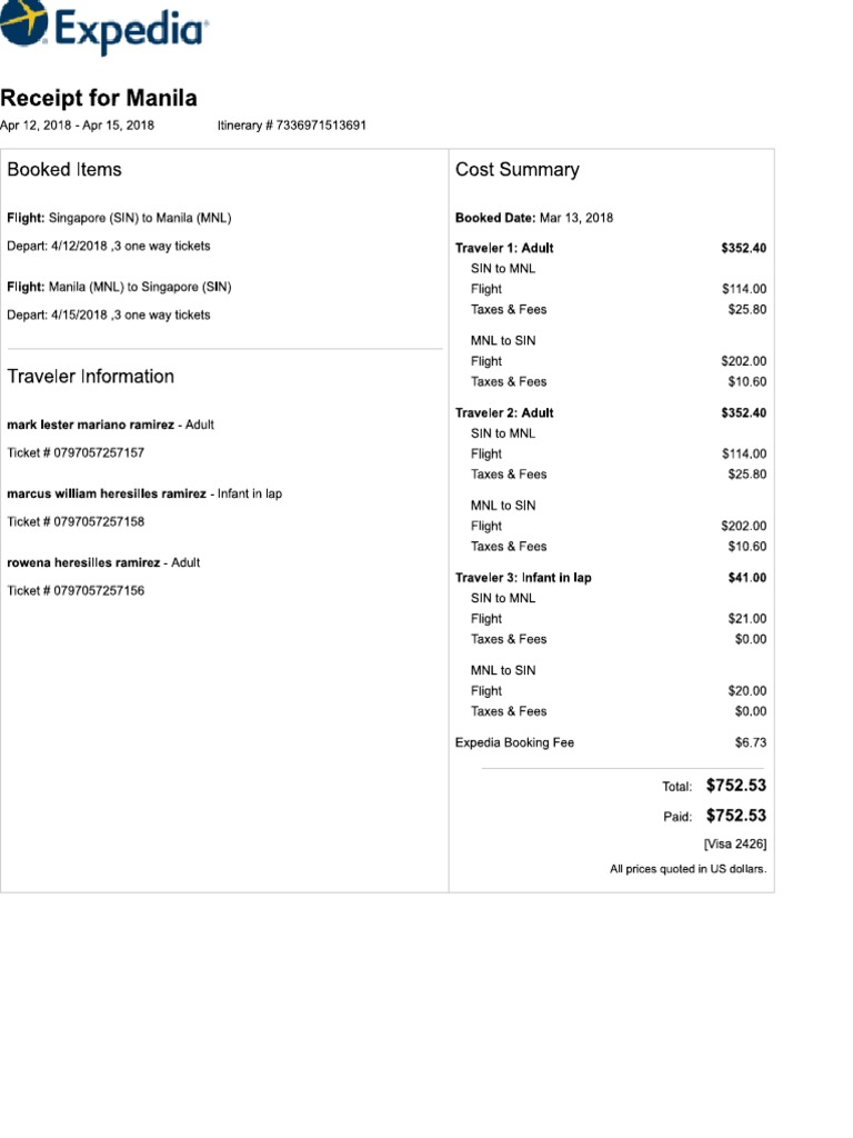 Receipt For Manila Apr12and15 | PDF