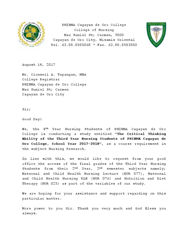 Letter To Registrar | PDF | Health Sciences | Health Care