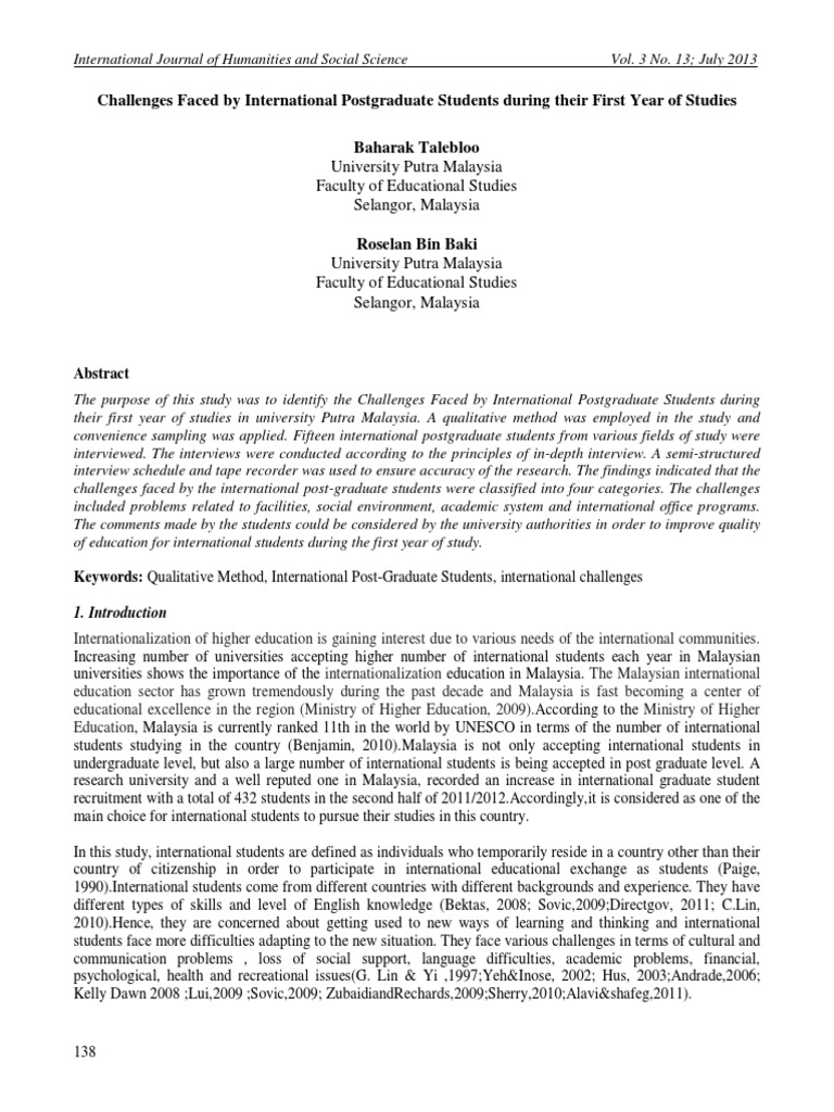 Challenges Faced by International Students | PDF | International ...