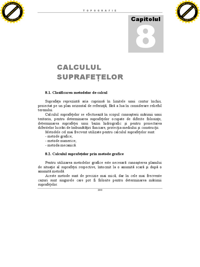 Calculul Suprafeţelor: Capitolul | PDF