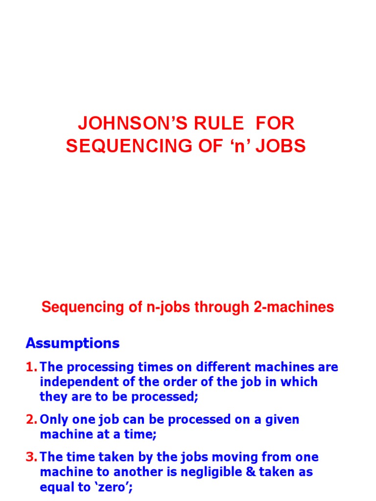 Johnson'S Rule For Sequencing of N' Jobs | PDF | Slot Machine | Applied ...