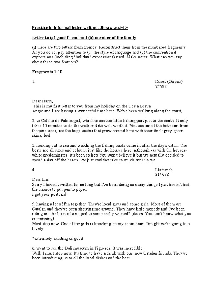 Practice in Informal Letter-Writing2 | PDF