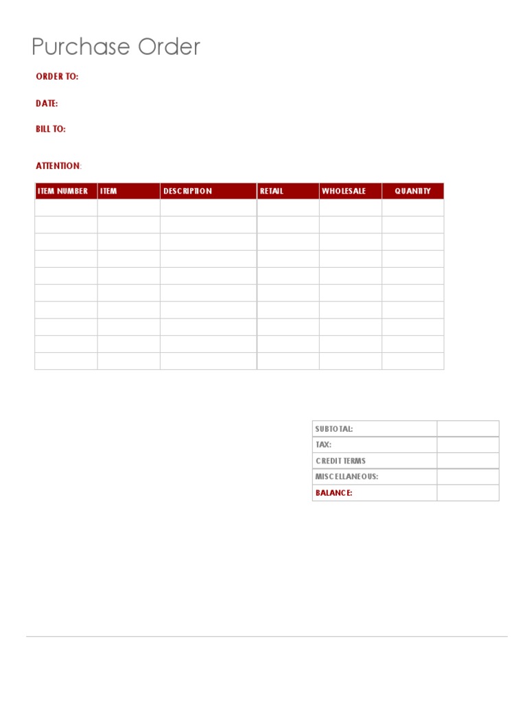 Purchase Order Template | PDF