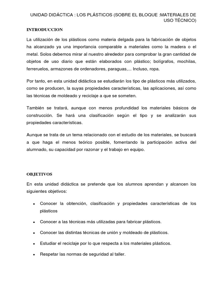 Ud Los Plasticos en Castellano | PDF | El plastico | Polímeros