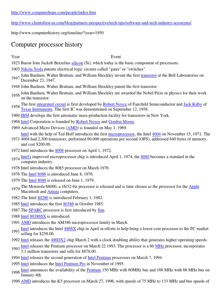 Computer Processor History | PDF | Central Processing Unit | Computer ...