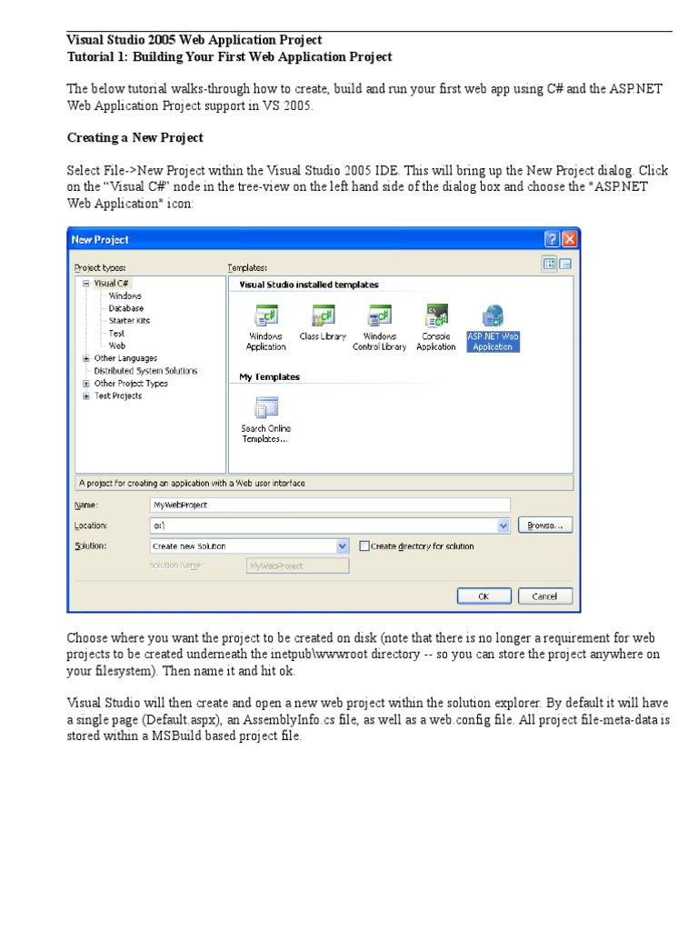 VS 2005 Web App Tutorial: Build Your First Project | PDF | Computer ...