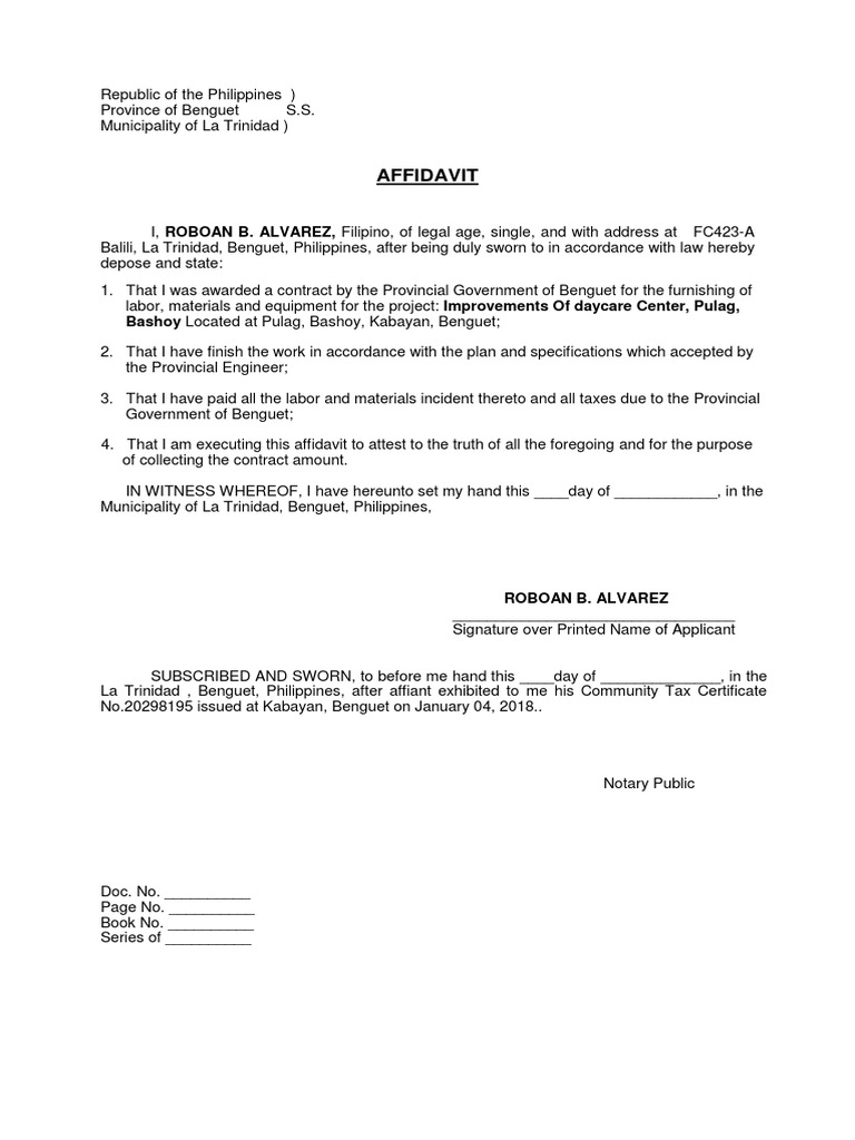 Affidavit No Payment | PDF | Affidavit | Common Law