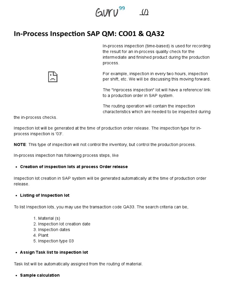 In-Process Inspection SAP QM - CO01 & QA32 | PDF | Specification (Technical Standard) | Computing