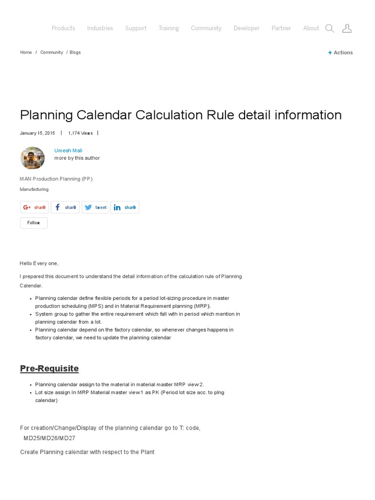 Planning Calendar Calculation Rules | PDF | Workweek And Weekend | Business
