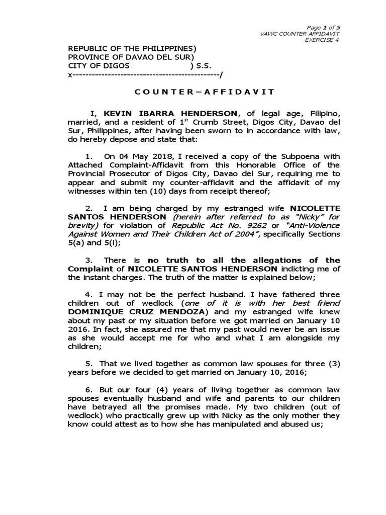 Counter Affidavit | PDF | Marriage | Justice