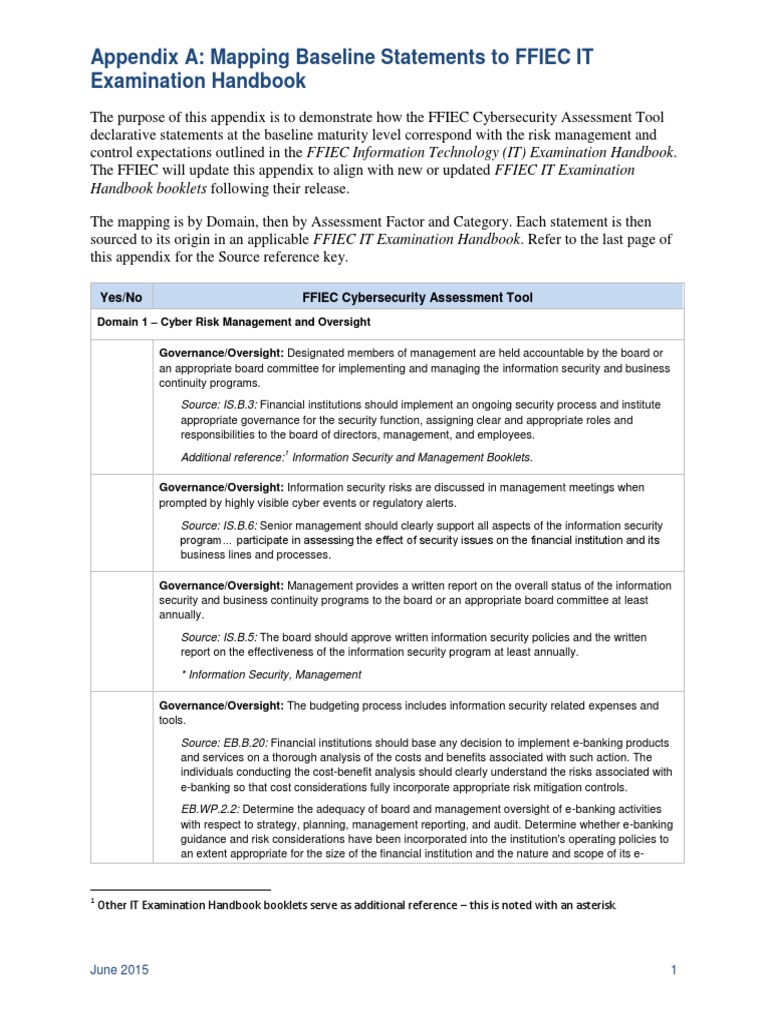 Ffiec Cat App A Map To Ffiec Handbook June 2015 Pdf3 | Download Free ... Ffiec Cat App A Map To Ffiec Handbook June 2015 Pdf3 | Download Free ...