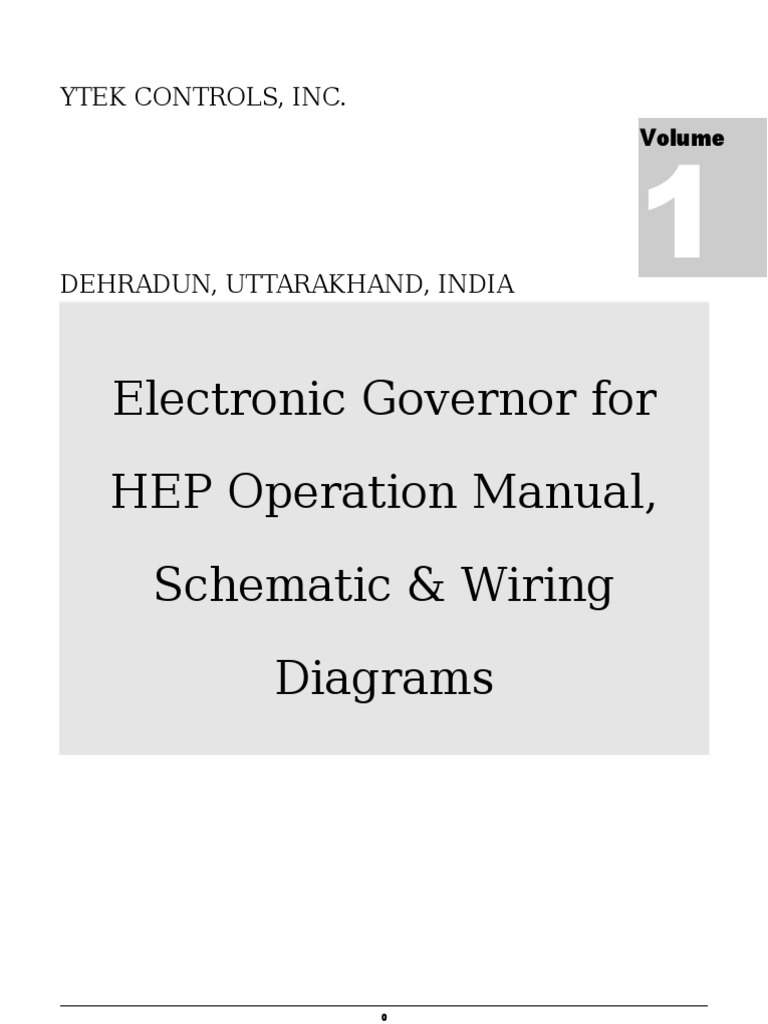 Electronic Governor For HEP Operation Manual, Schematic & Wiring ...