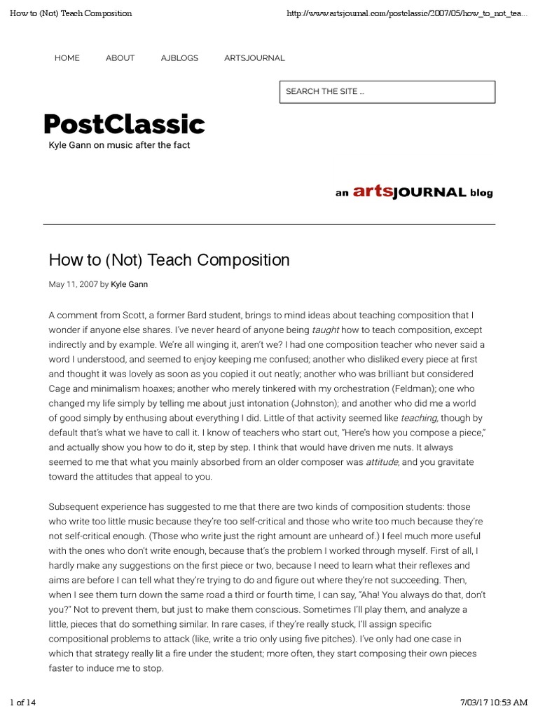 How To (Not) Teach Composition | PDF | Composers | Scientific Method
